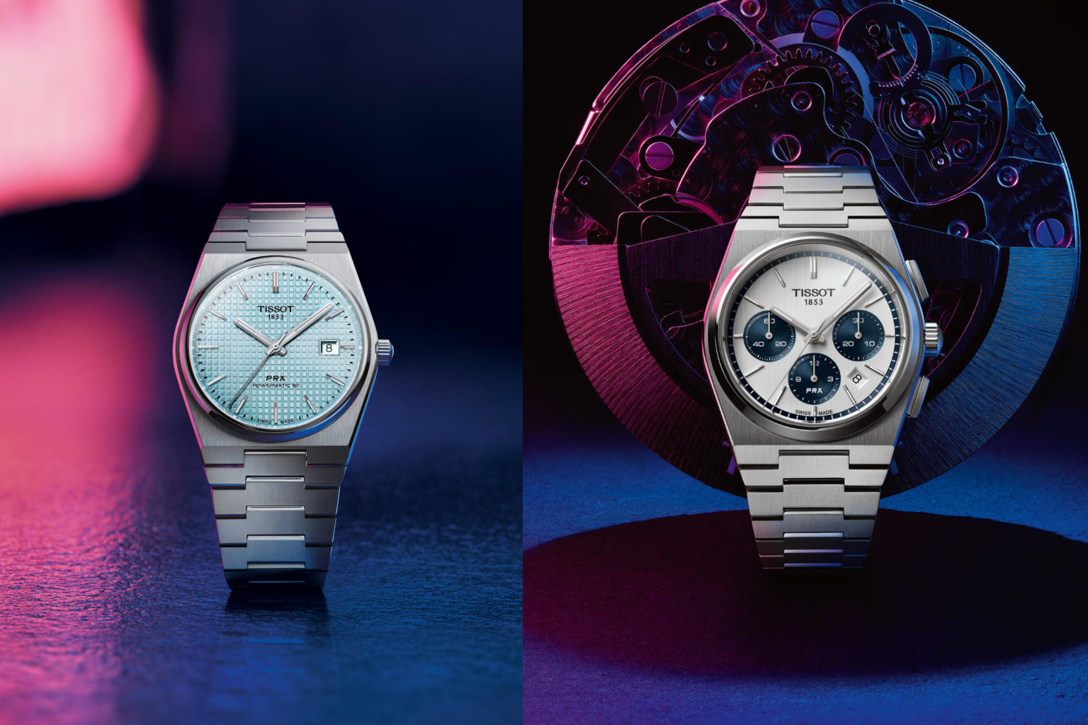 Tissot PRX Powermatic 80 "Ice Blue" oraz PRX Chronograph "Blue Panda ...